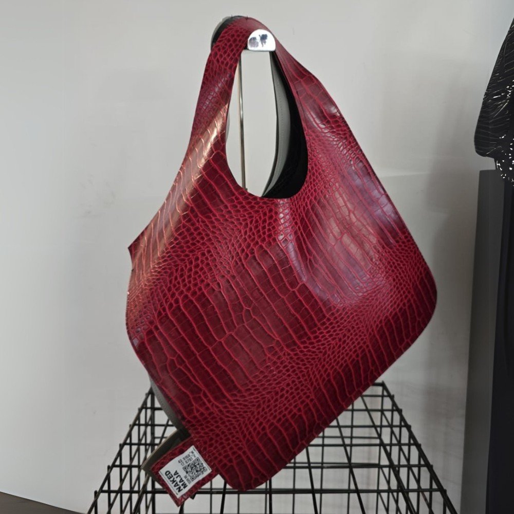 pYckd | Big Rectangular Burgundy Croco Bag