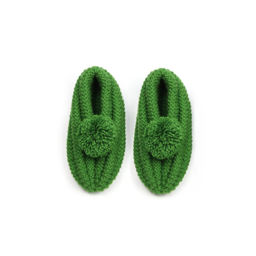 pYckd | Grass Green Knitted Slippers