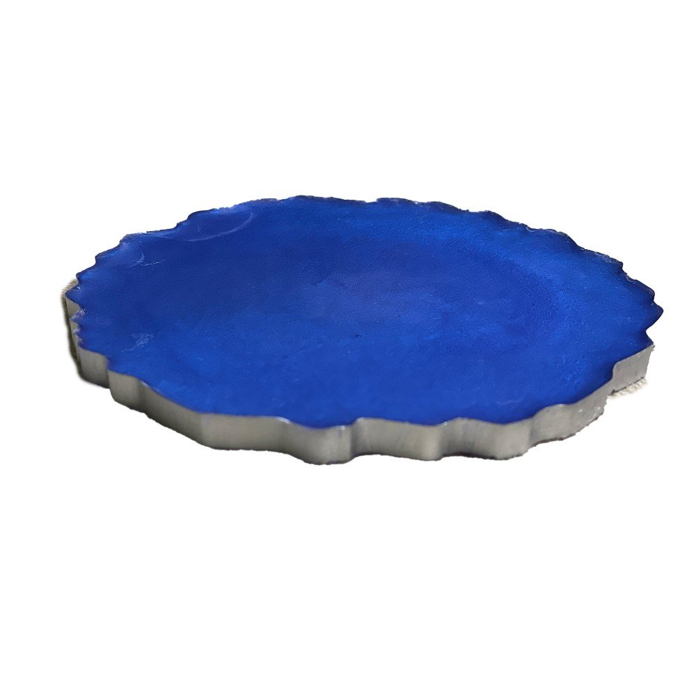 pYckd | Electric Blue Coaster With Silver Edge